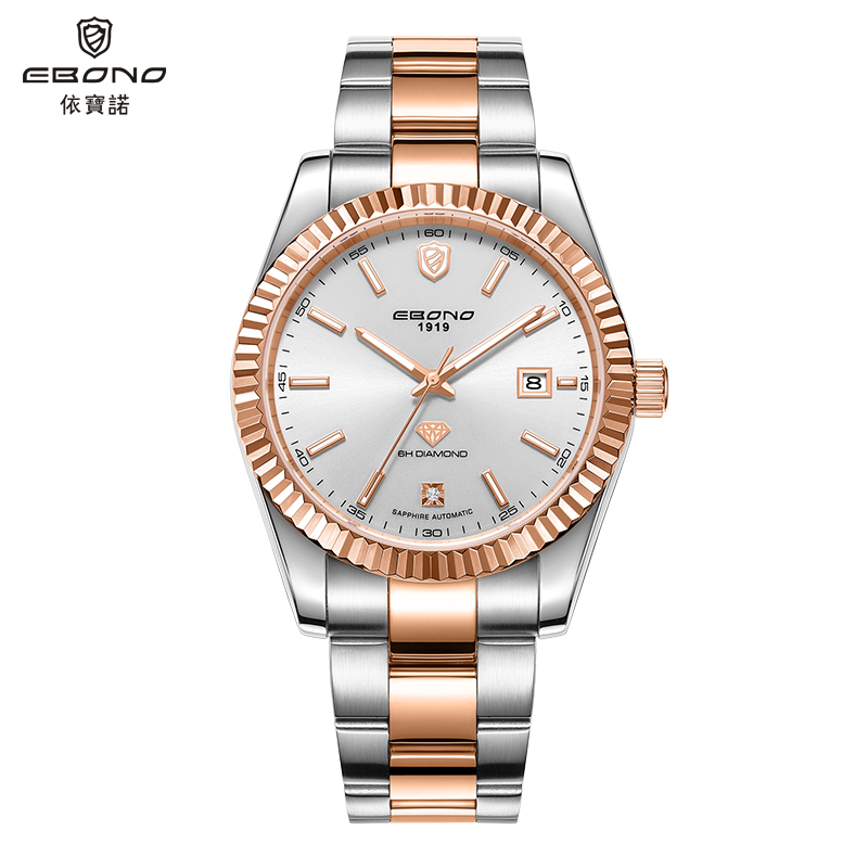 赋能集团大象赋能供应链选品平台 - - 依寶诺（EBONO）瑞士男士全自动机械防水进口机械机芯日历夜光休闲商务E8855GFFW